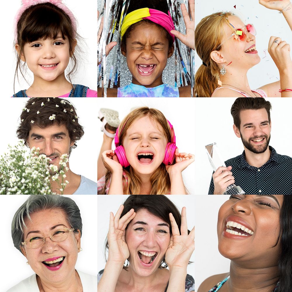 Collage people smiling cheerful happiness | Premium Photo - rawpixel
