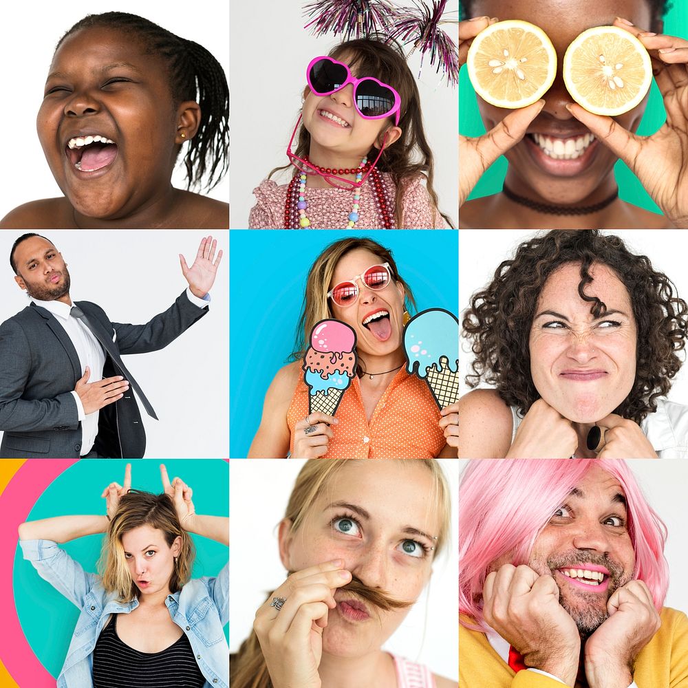 Collection funny face people collage | Premium Photo - rawpixel