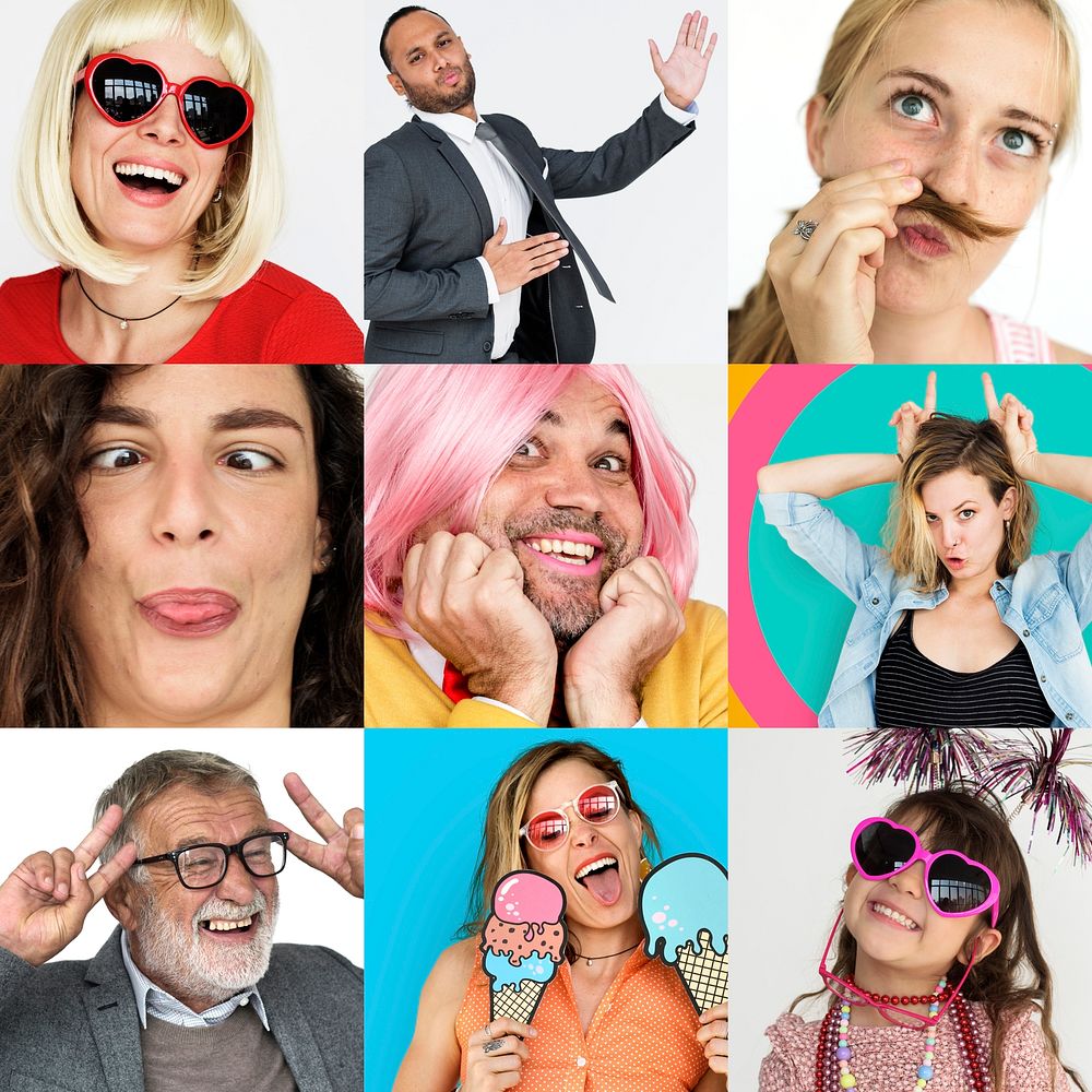 Collection of funny face people | Premium Photo - rawpixel