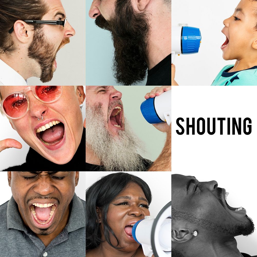 Collection of diversity people shouting | Premium Photo - rawpixel
