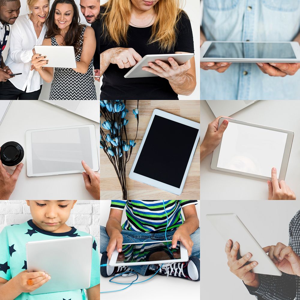 Collage people using tablet mobility | Premium Photo - rawpixel