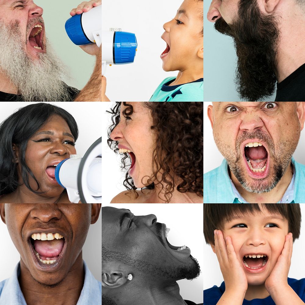 Collection of diversity people shouting | Premium Photo - rawpixel