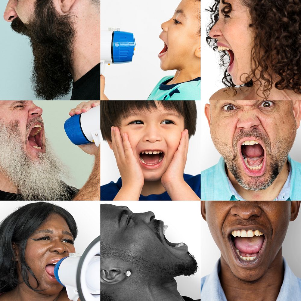 Collection of diversity people shouting | Premium Photo - rawpixel