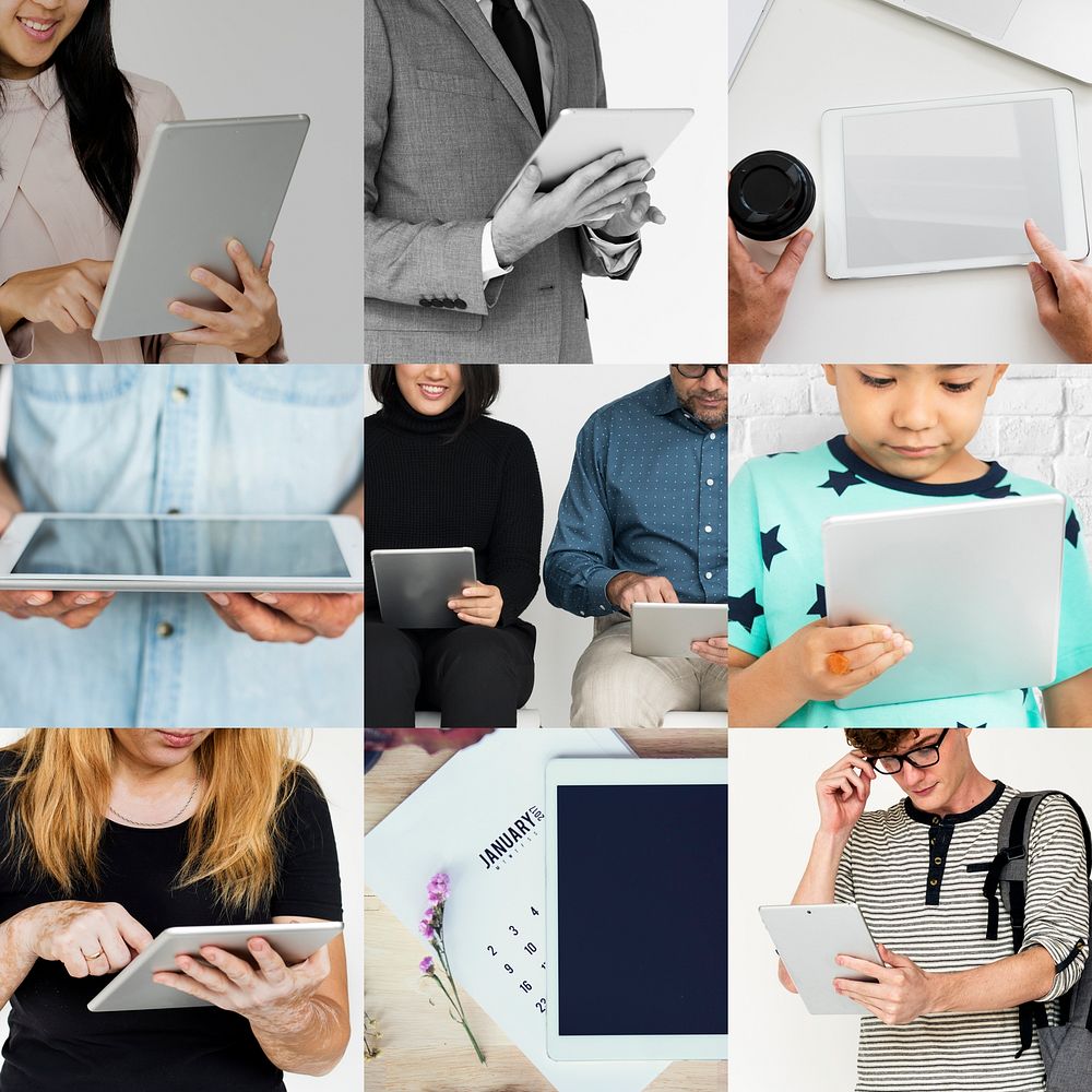 Collage people using tablet mobility | Premium Photo - rawpixel