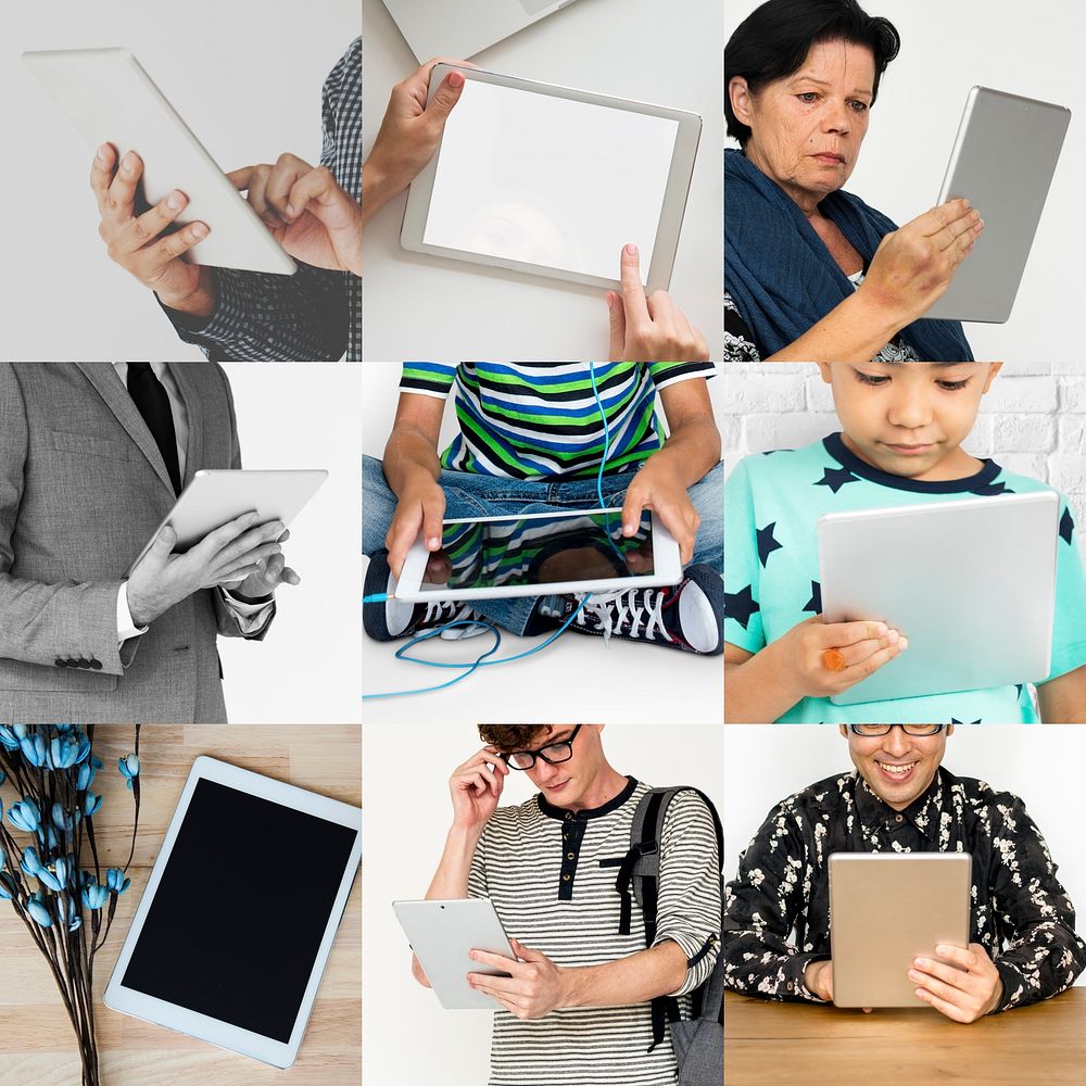Collage people using tablet mobility | Premium Photo - rawpixel
