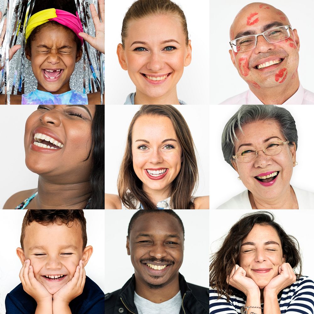 Collage people smiling cheerful happiness | Premium Photo - rawpixel