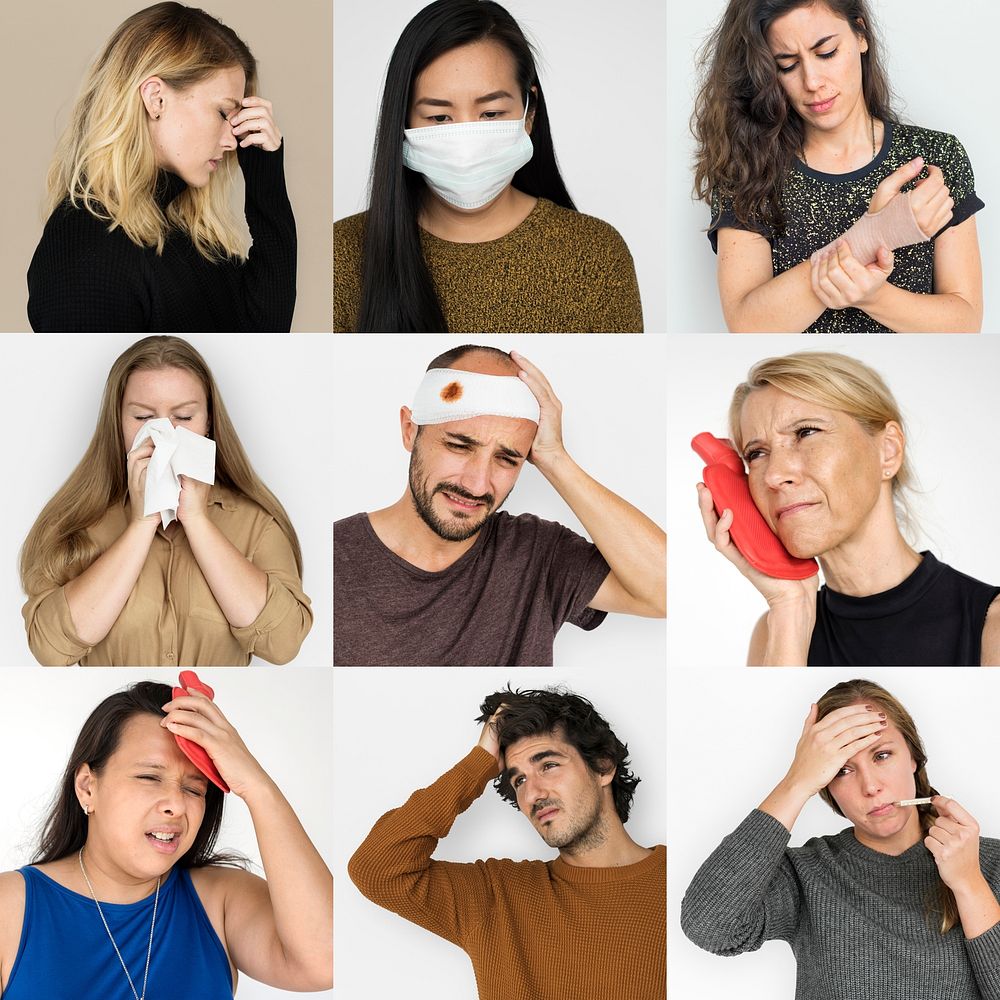 Collages diverse people illness symptoms | Premium Photo - rawpixel