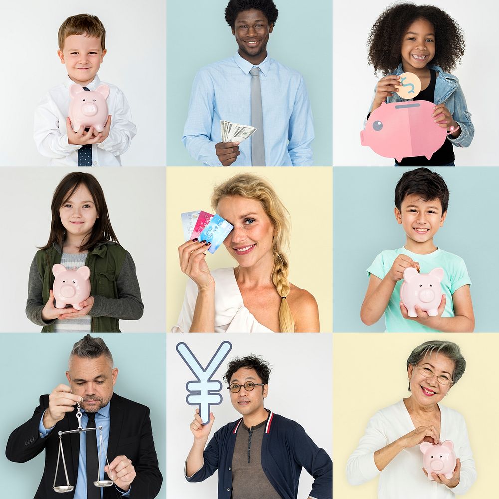 Diverse people saving piggybank collection | Premium Photo - rawpixel