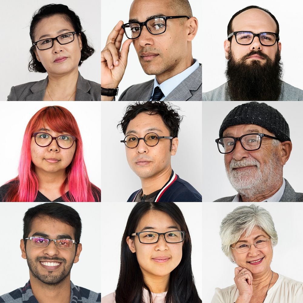 Set Diversity People Wearing Eyeglasses | Premium Photo - rawpixel