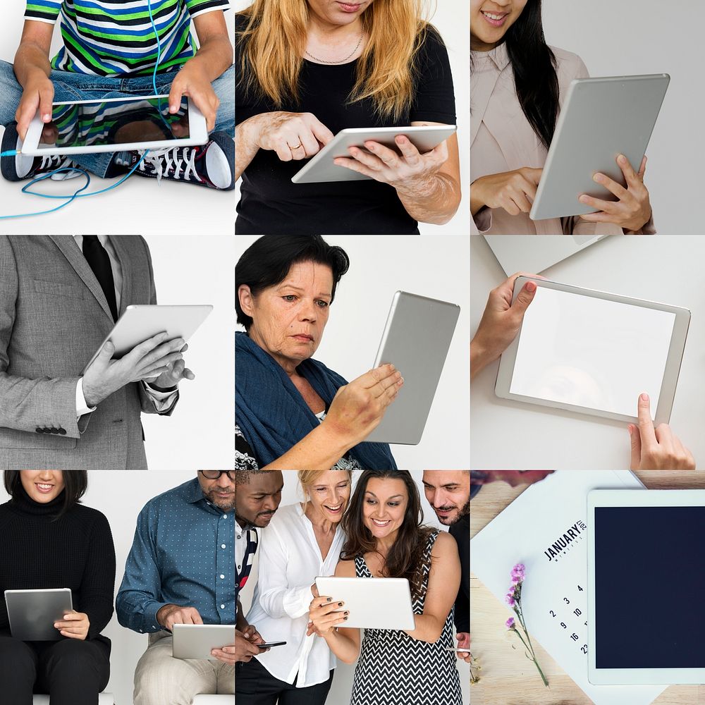Collage people using tablet mobility | Premium Photo - rawpixel