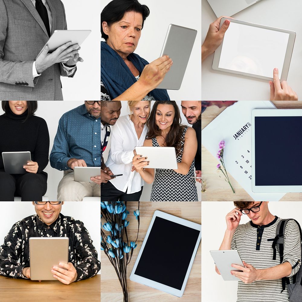 Collage people using tablet mobility | Premium Photo - rawpixel