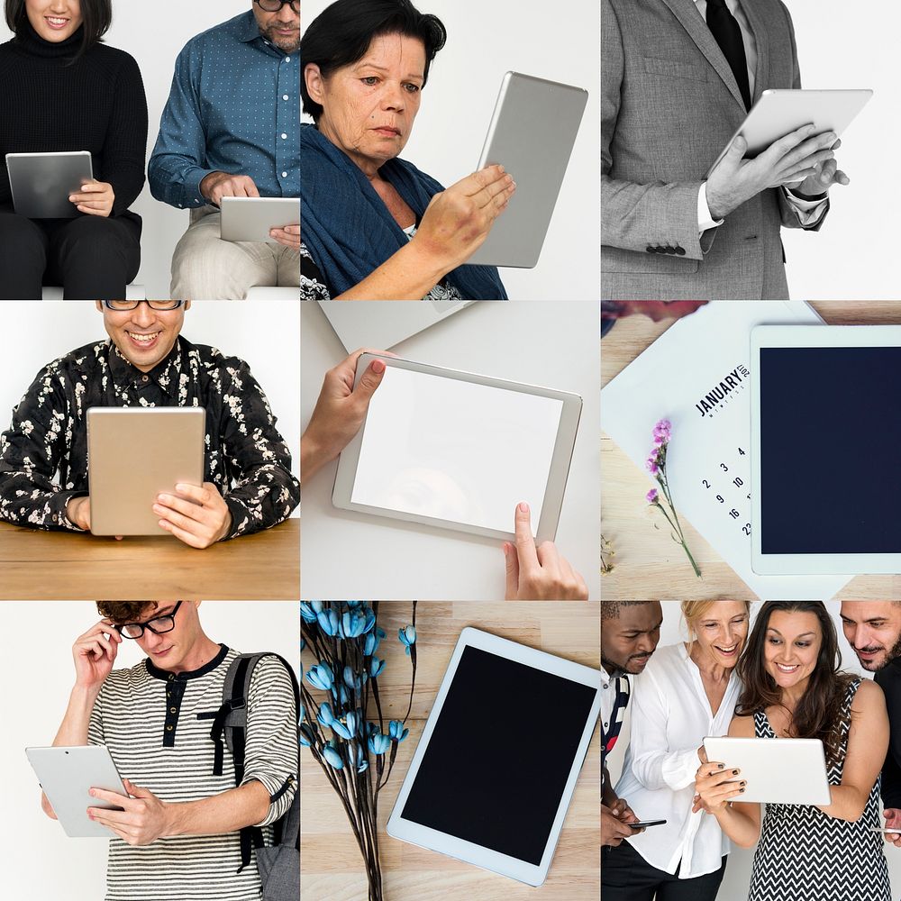 Collage people using tablet mobility | Premium Photo - rawpixel