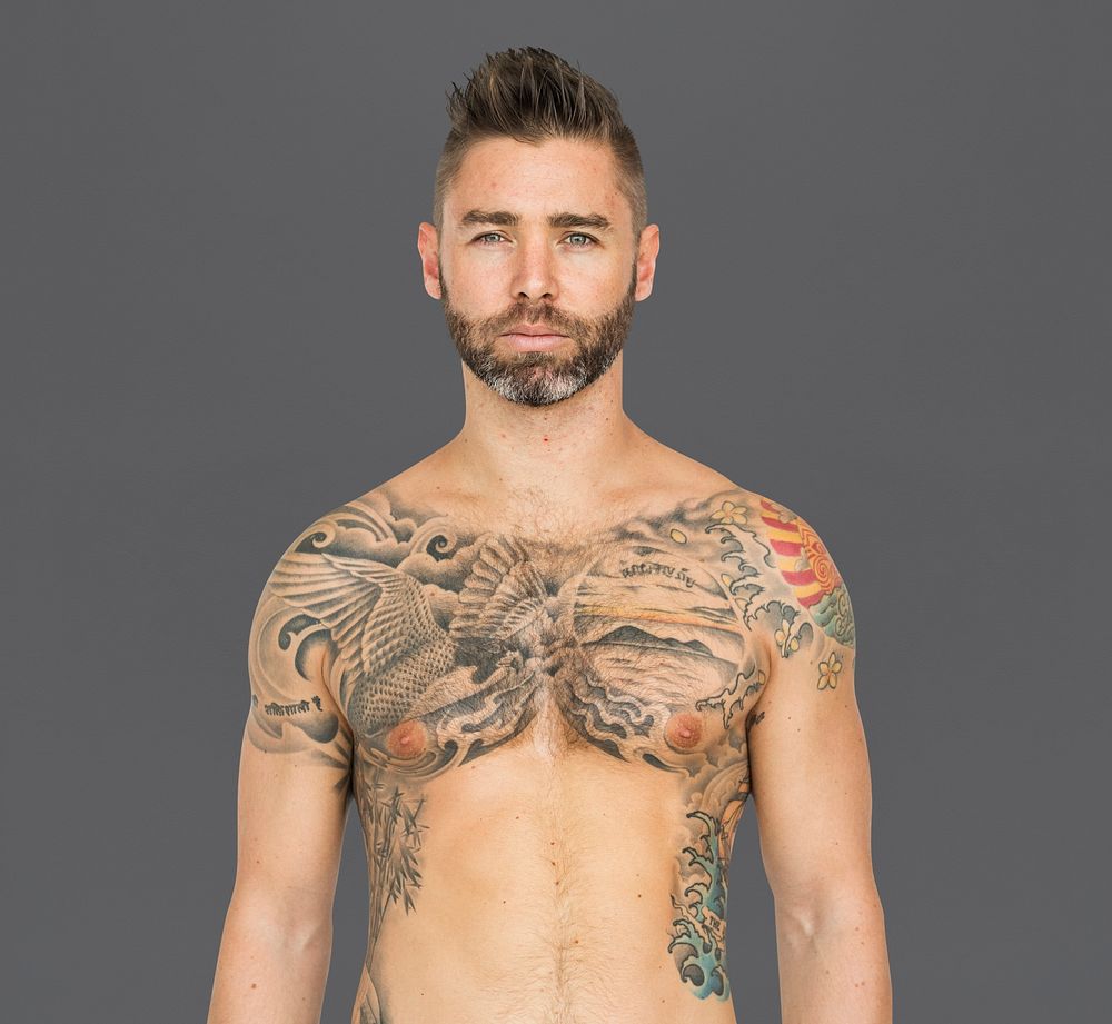 Caucasian Man Tattooed Chest | Premium Photo - rawpixel