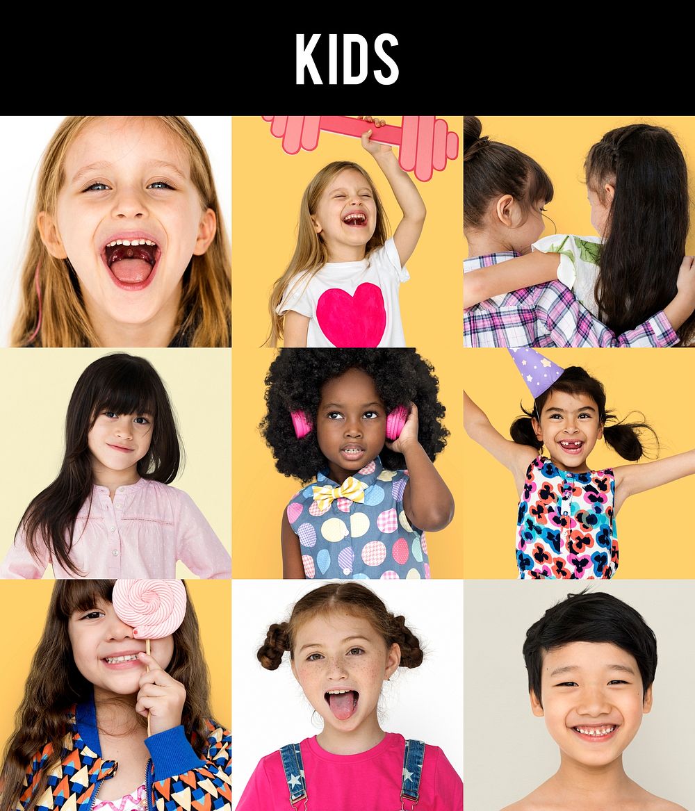 Collage cute kids childhood happiness | Premium Photo - rawpixel