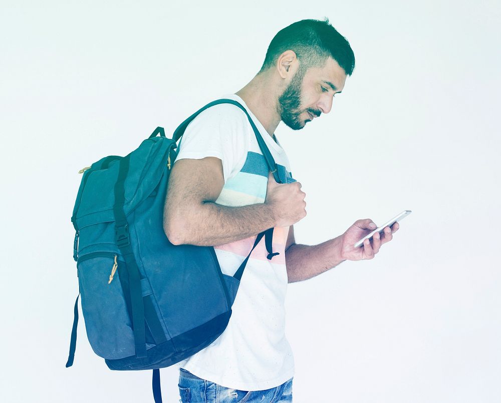 Middle eastern man carrying backpack | Premium Photo - rawpixel