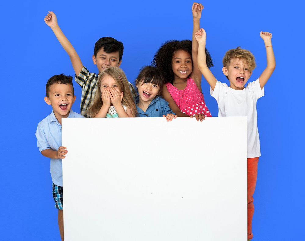 Group of Kids Showing Copyspace | Premium Photo - rawpixel