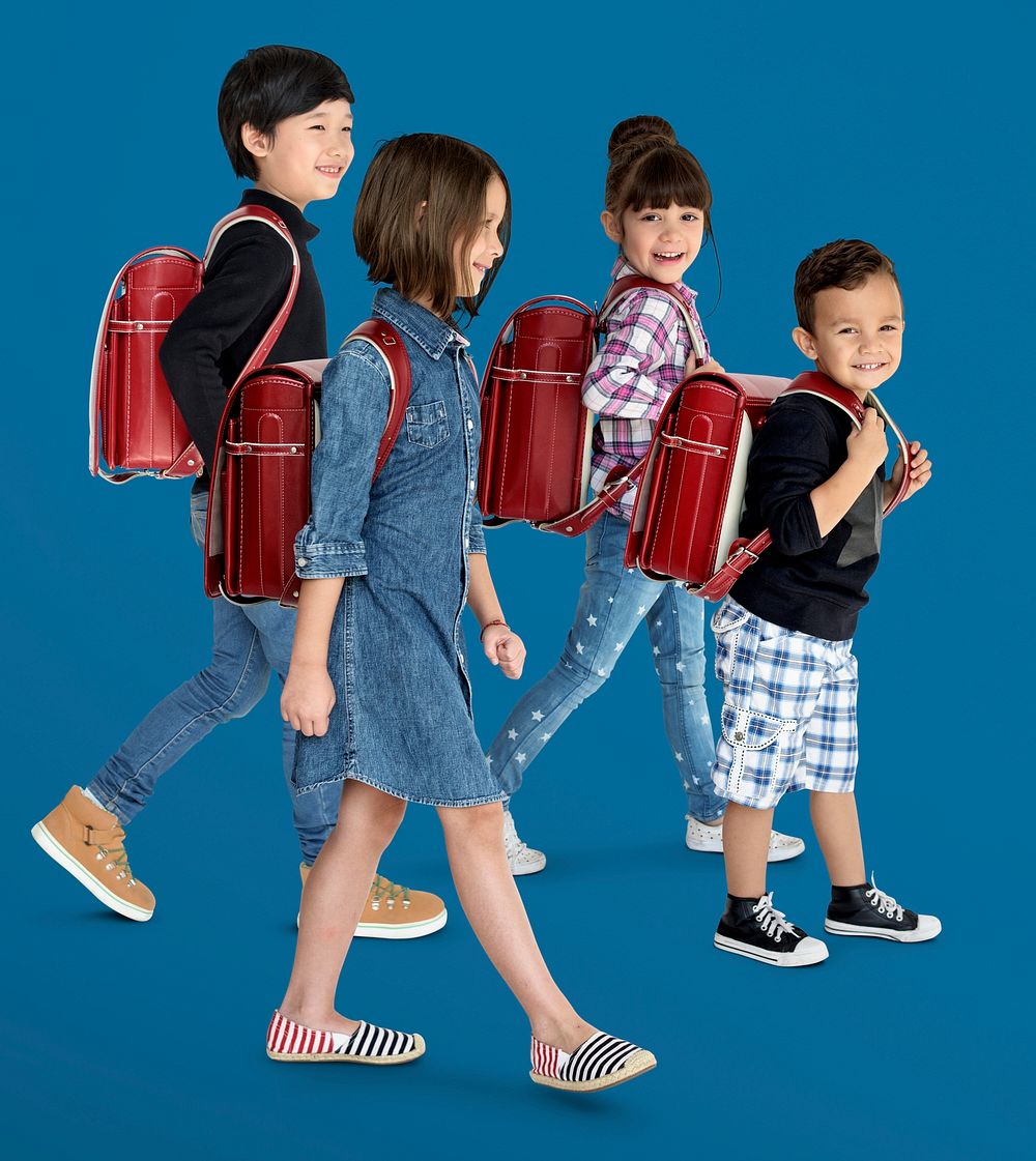 A group of children with a backpack | Premium Photo - rawpixel