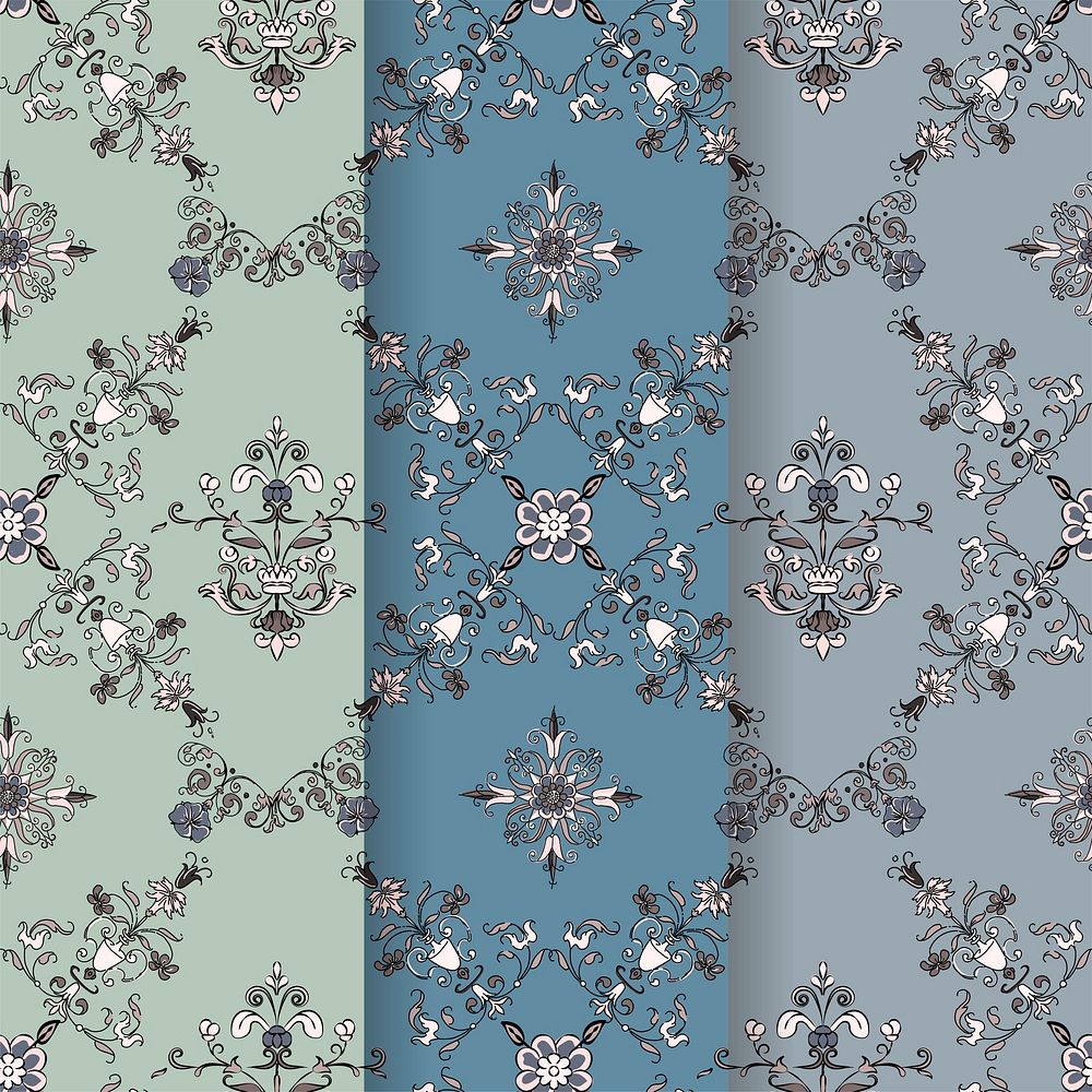 Vintage flourish pattern background set | Free Vector - rawpixel