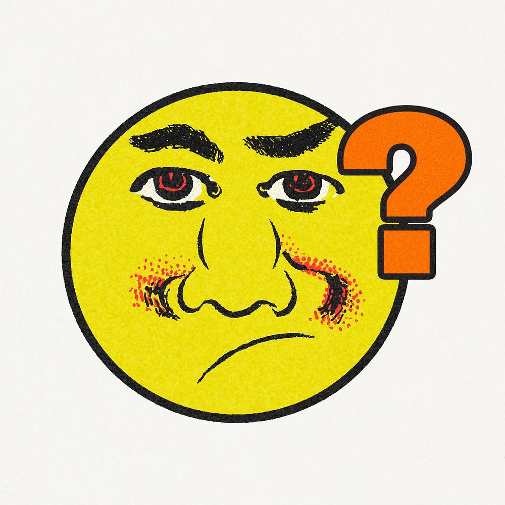 Vintage yellow round emoji question | Free Photo Illustration - rawpixel