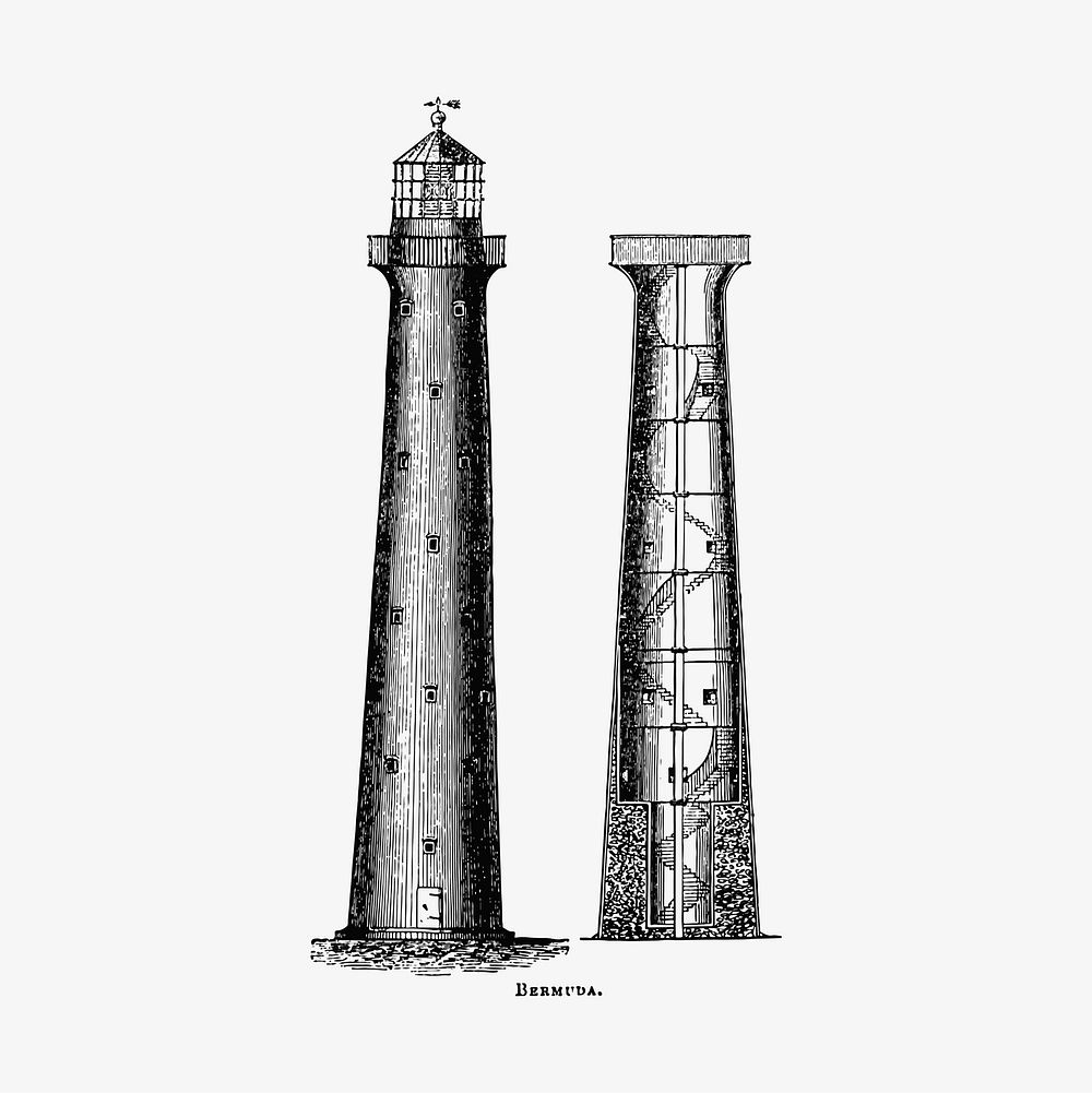 Vintage lighthouse illustration vector | Premium Vector Illustration ...