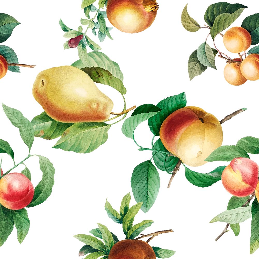 Hand drawn fruits wallpaper vector | Free Vector - rawpixel