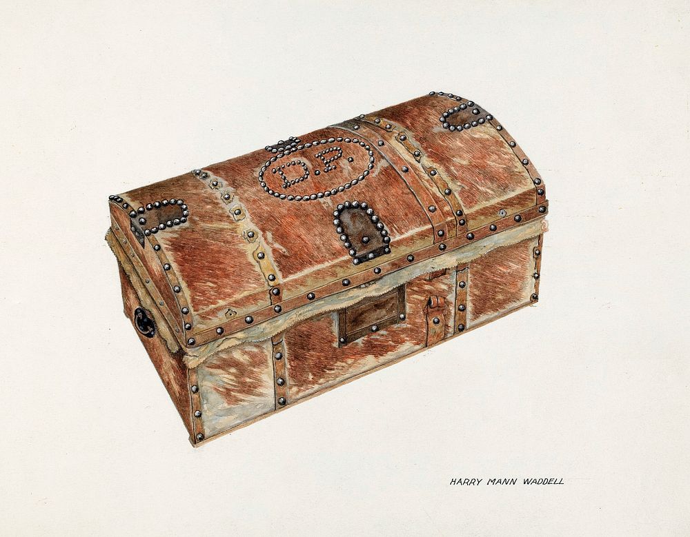 Cowhide Trunk (ca. 1937) Harry | Free Photo Illustration - rawpixel