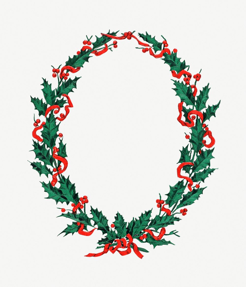 Christmas dinner holly wreath (1906) | Free Photo Illustration - rawpixel