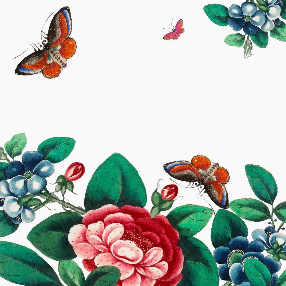 Chinese painting featuring flowers and | Free Vector - rawpixel
