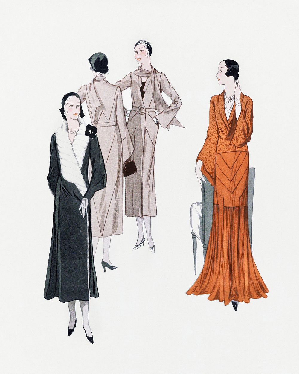 Dresses shawl collars (1931) fashion | Free Photo Illustration - rawpixel