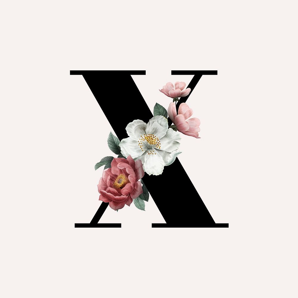 Classic and elegant floral alphabet | Premium PSD - rawpixel