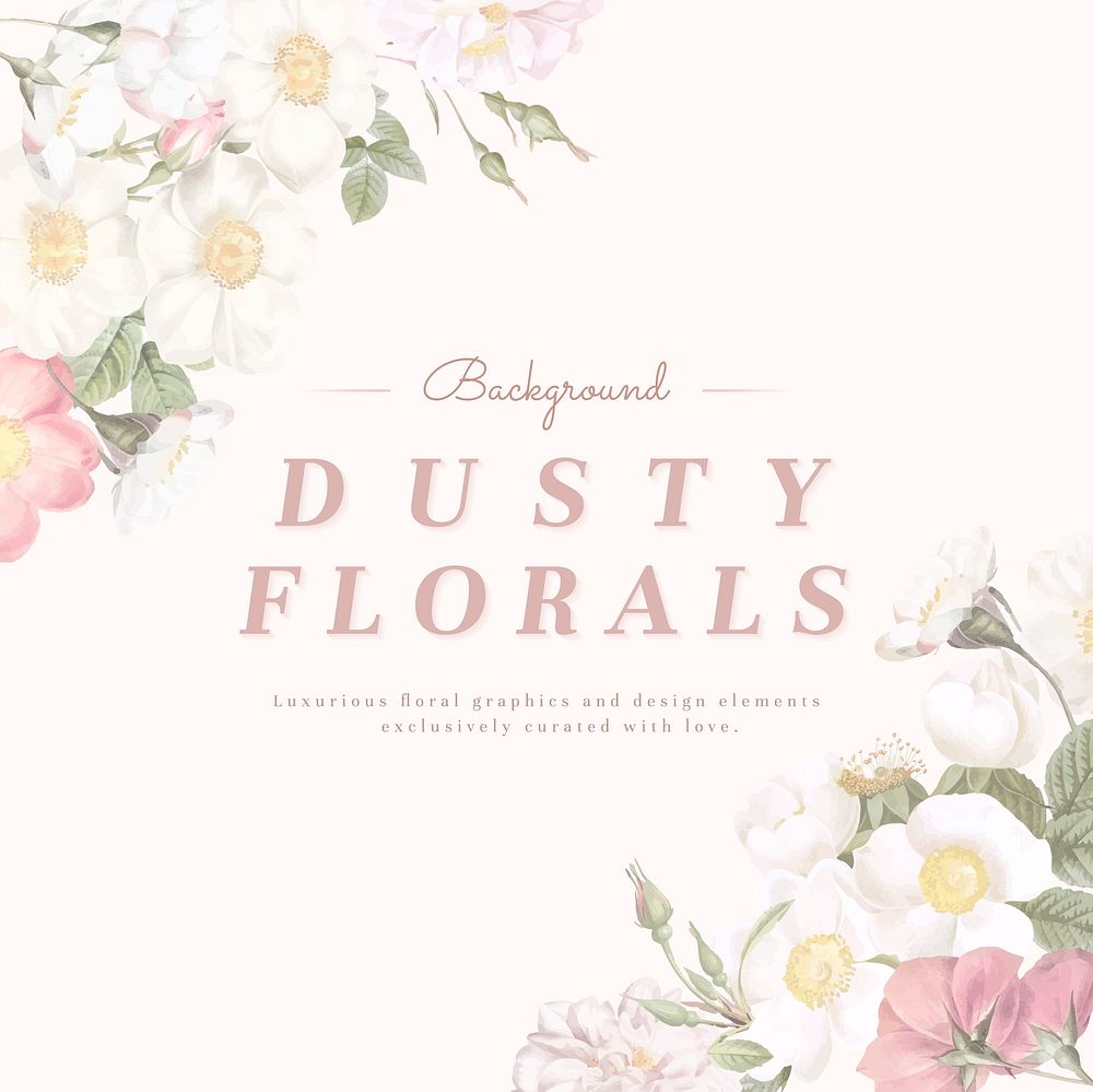 Elegant dusty florals frame design | Premium Vector - rawpixel