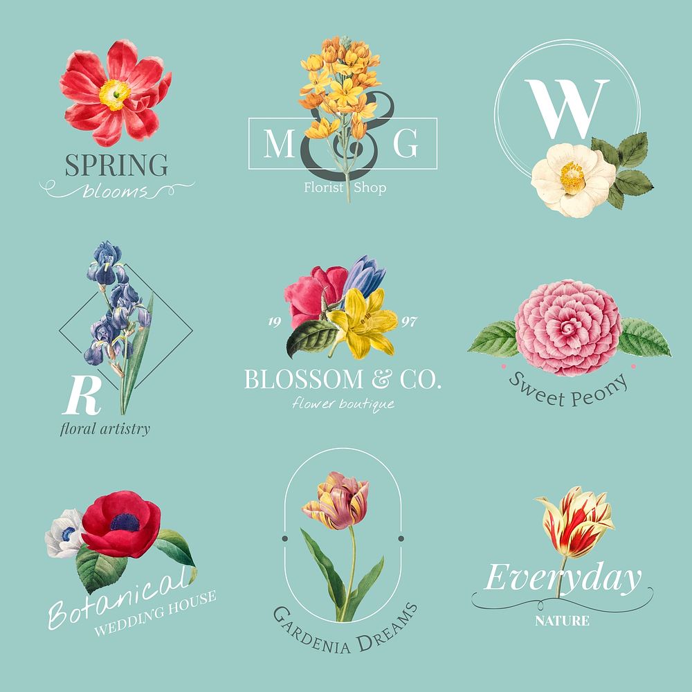 Flower boutique logo collection vector | Premium Vector - rawpixel
