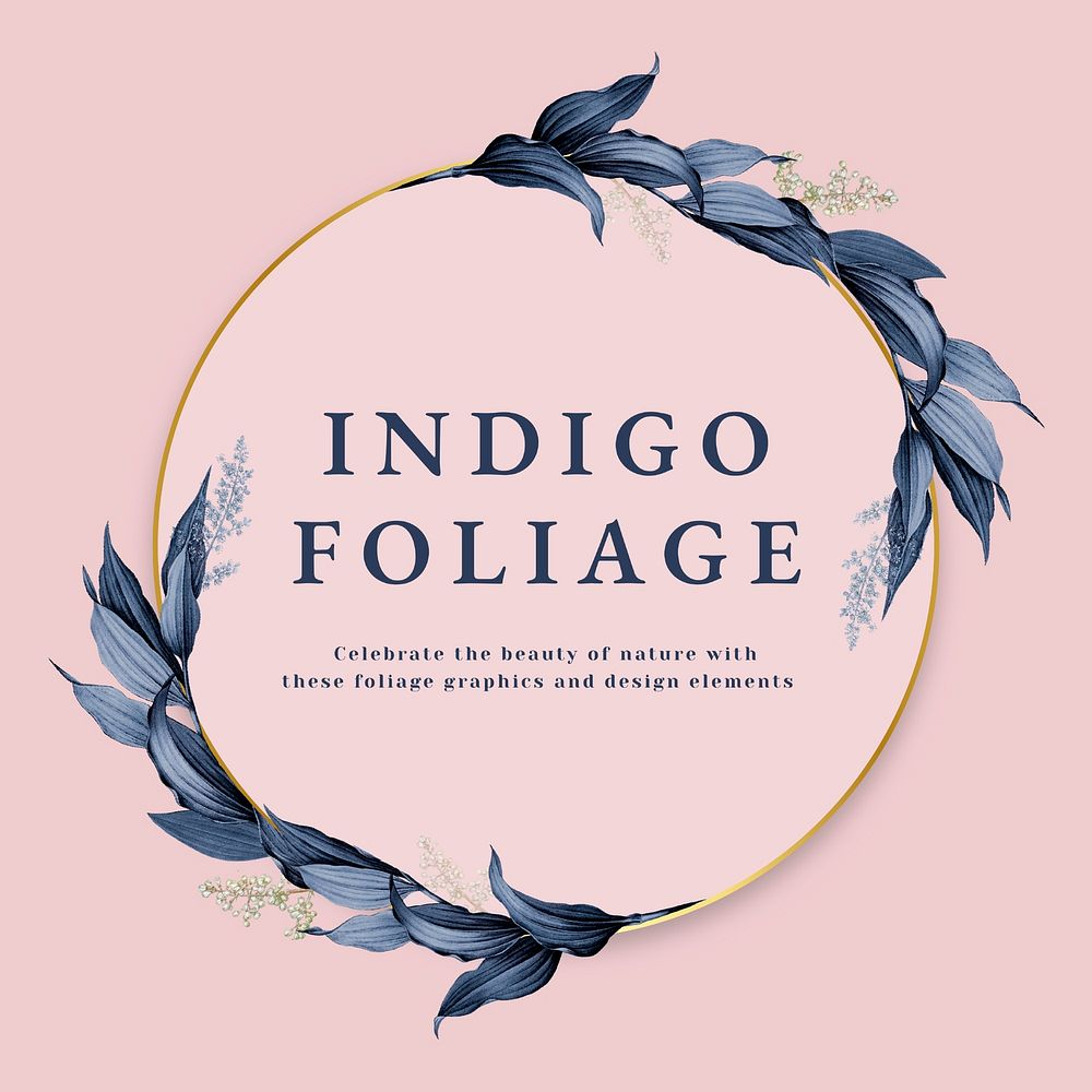 Indigo foliage in a gold | Premium PSD - rawpixel