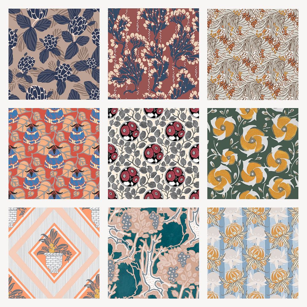 Art deco botanical seamless background, | Premium Vector - rawpixel