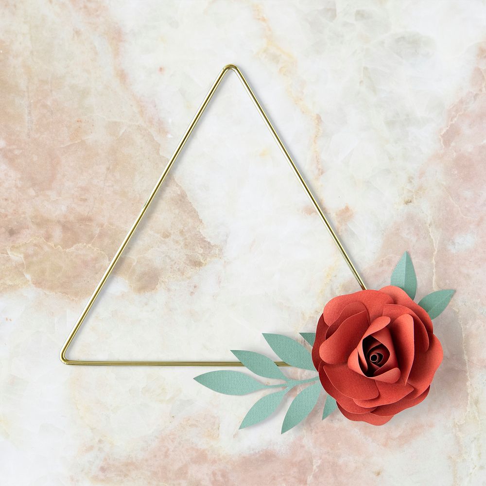 Triangle gold frame flower paper | Premium PSD - rawpixel