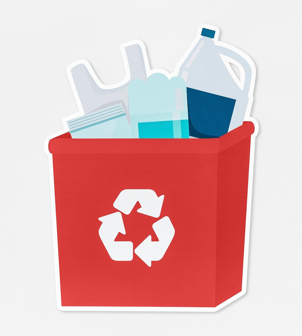 Plastic in a red recycling | Free PSD - rawpixel