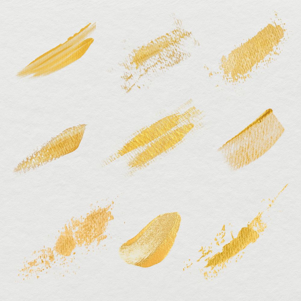 Metallic yellow paint strokes collection | Premium PSD - rawpixel