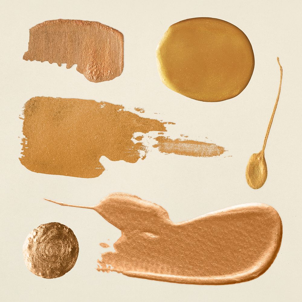 Metallic yellow paint strokes collection | Premium PSD - rawpixel