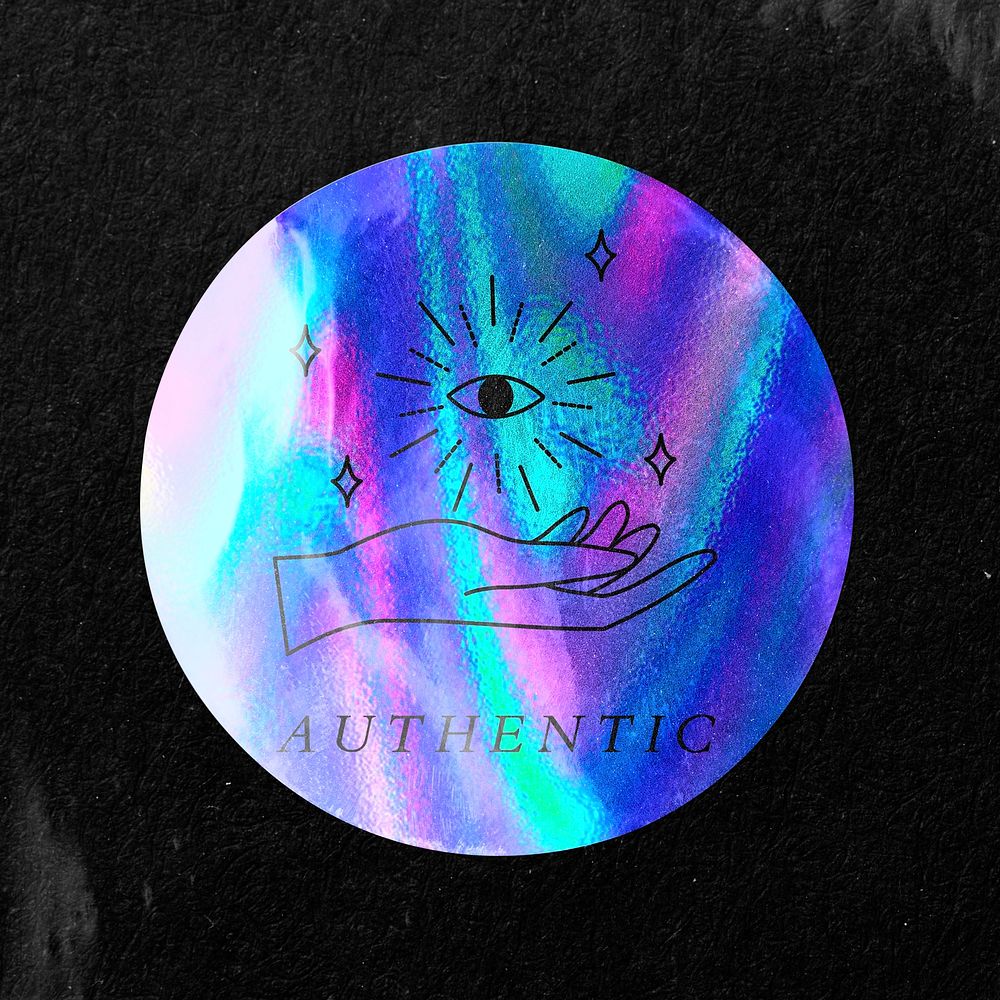 Iridescent round sticker mockup psd, | Premium PSD Mockup - rawpixel