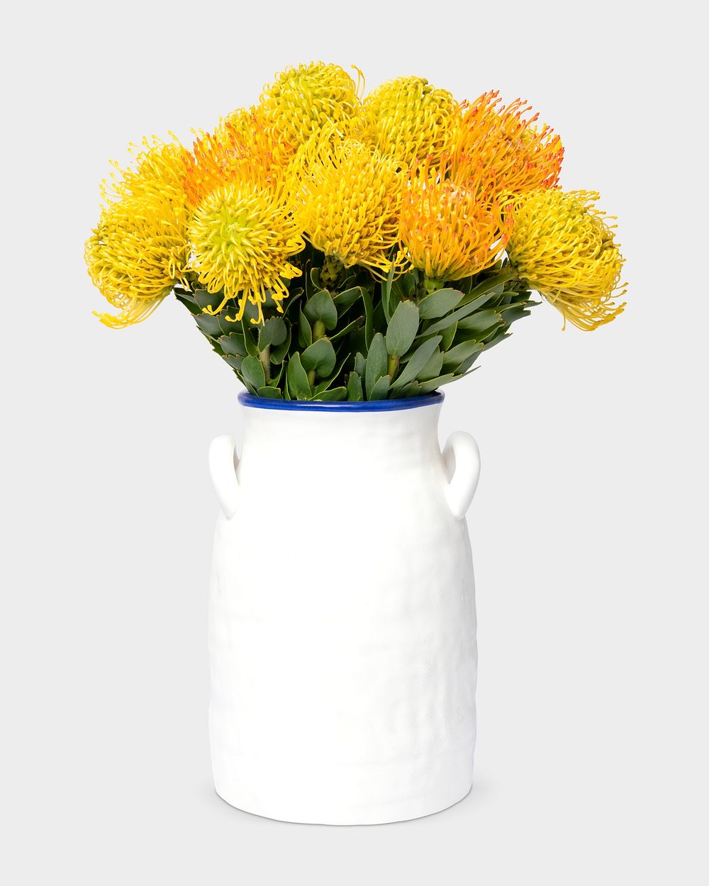 Yellow pincushions white vase, flower | Free Photo - rawpixel
