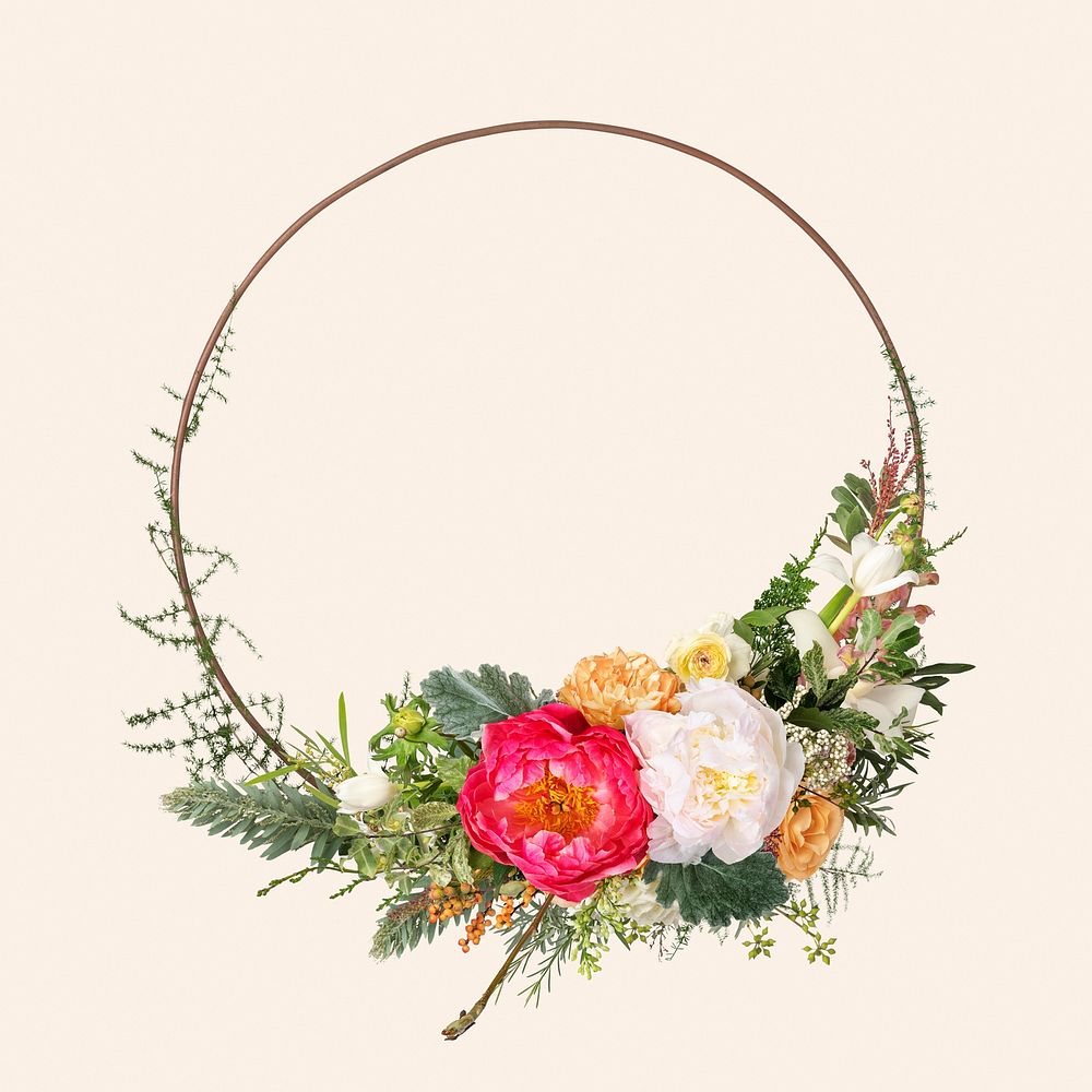 Floral round frame, collage element | Premium PSD - rawpixel