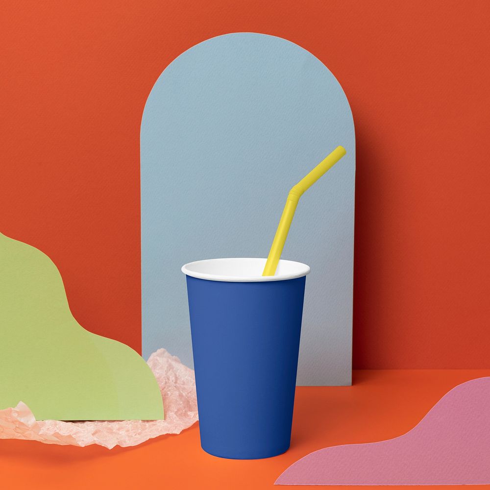 Blue paper cup, takeaway beverage | Free Photo - rawpixel