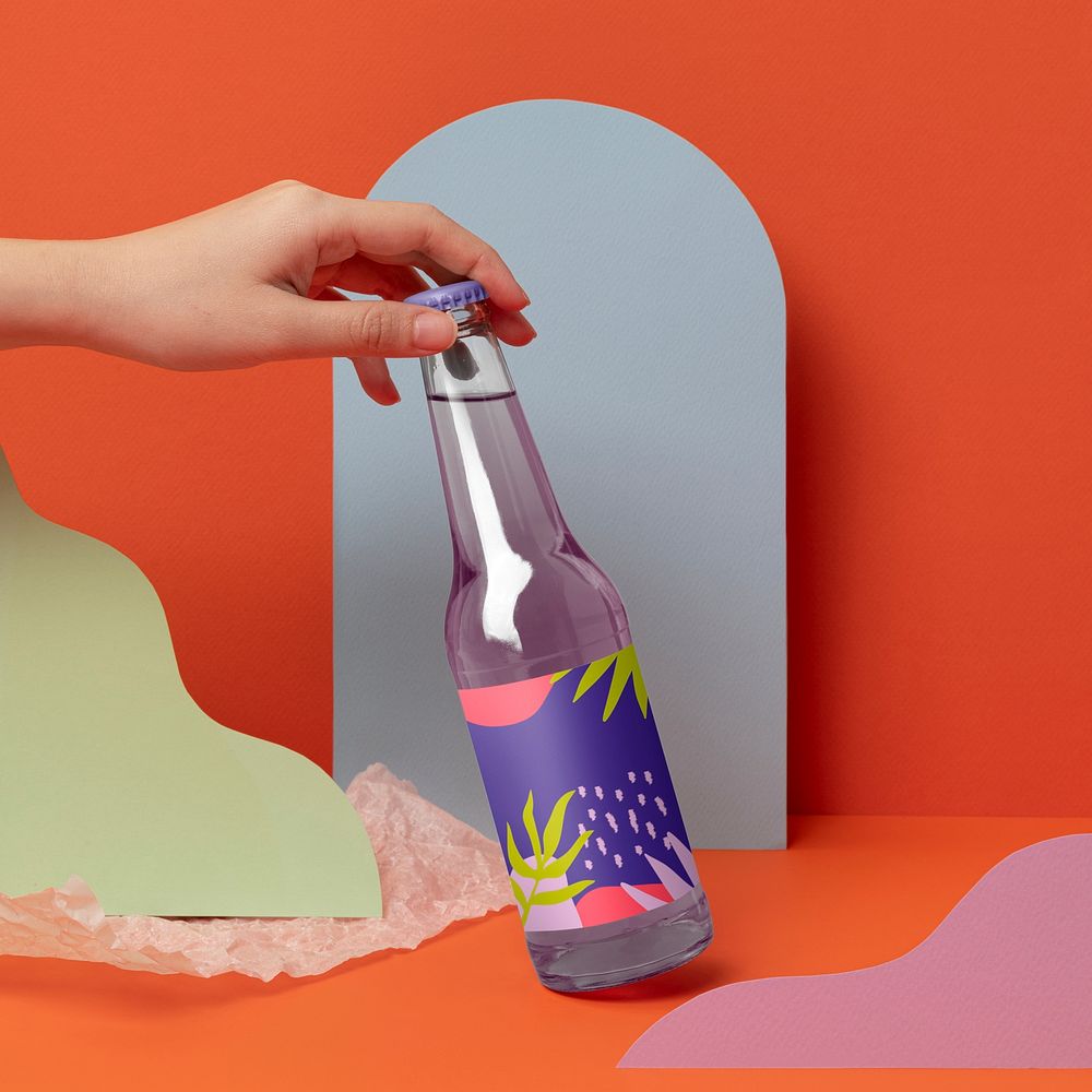 Purple glass bottle, beverage packaging | Free Photo - rawpixel