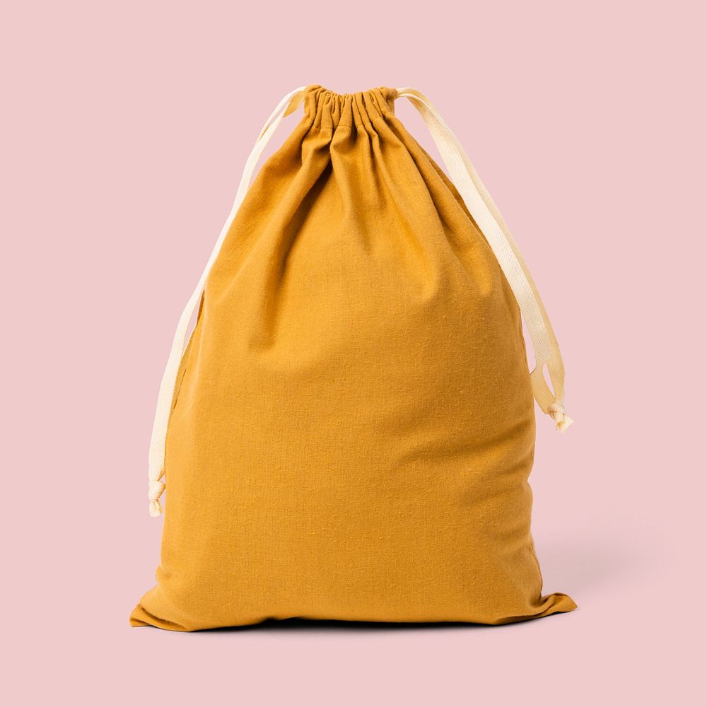 Yellow drawstring bag mockup psd | Premium PSD Mockup - rawpixel