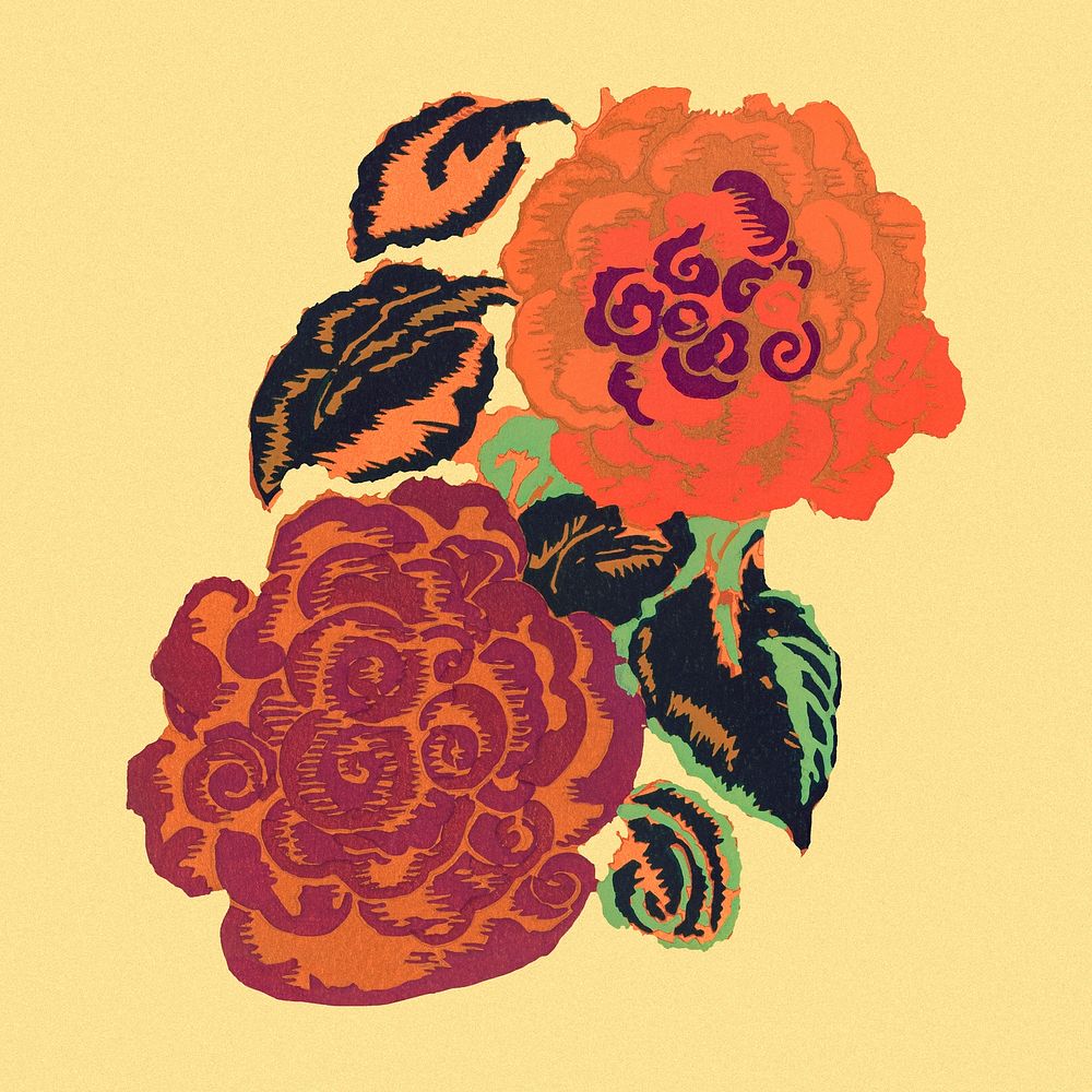 Orange flower sticker, aesthetic botanical | Premium PSD - rawpixel