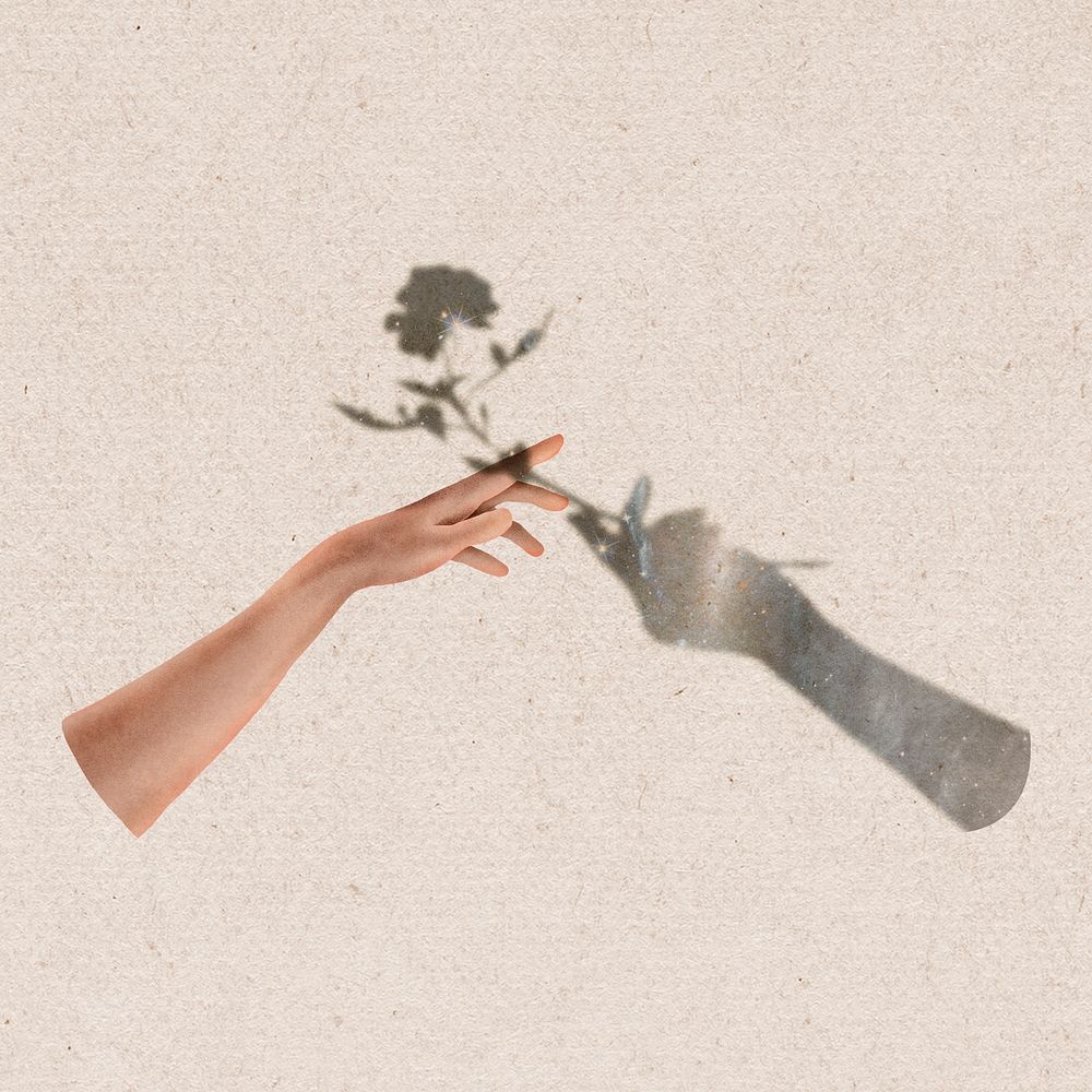 Female hand sticker, flower shadow | Premium PSD - rawpixel