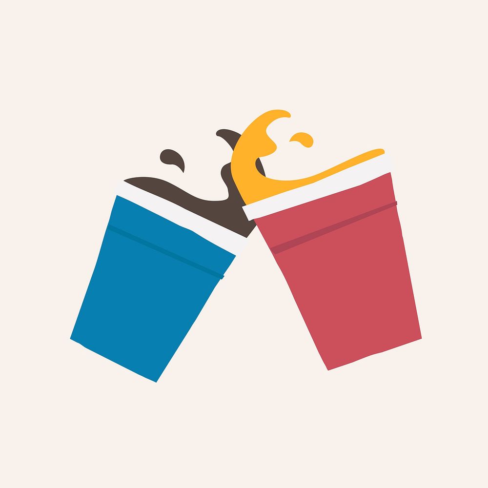 Cheers cups sticker, party design | PSD - rawpixel