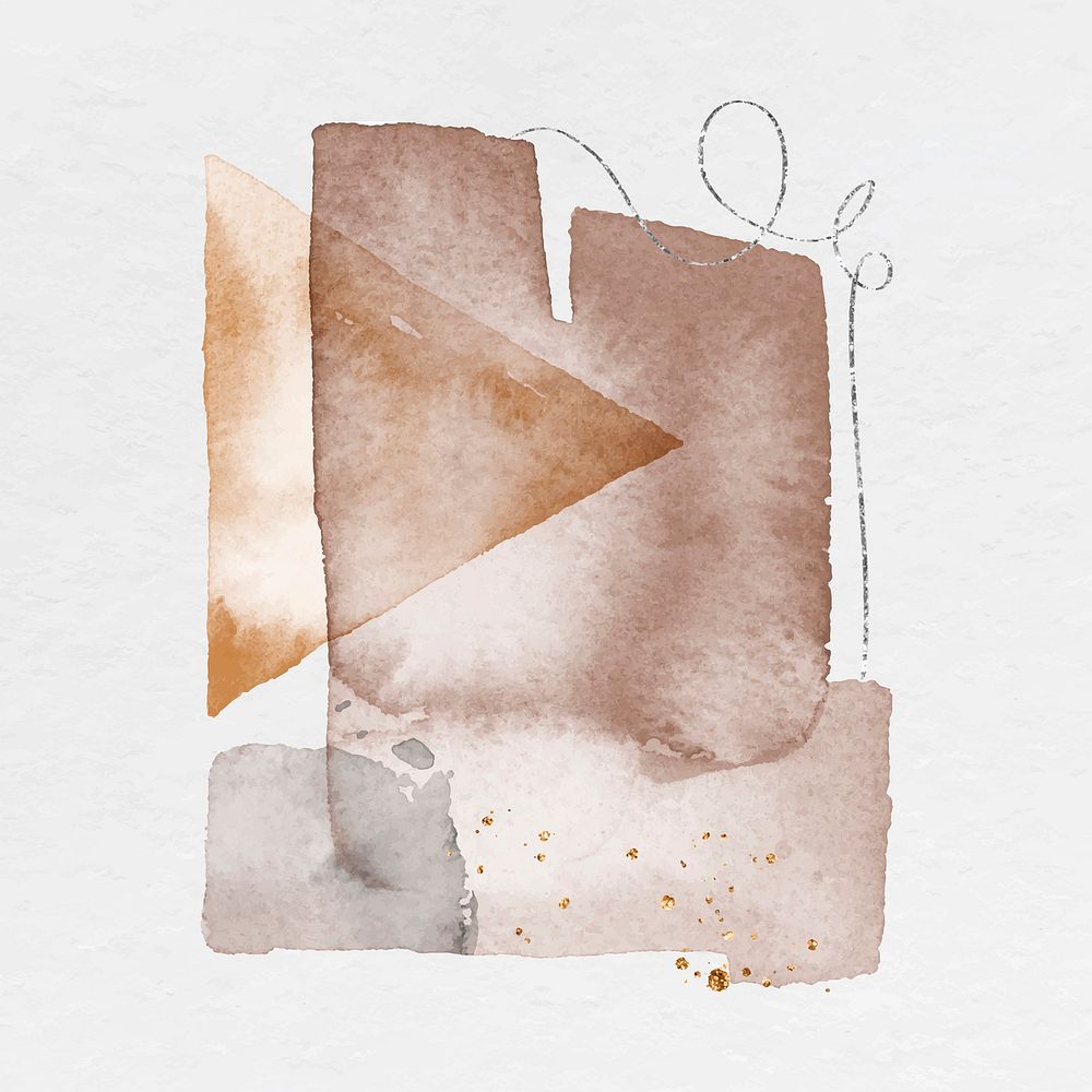 Brown geometric sticker, aesthetic watercolor | Premium Vector - rawpixel