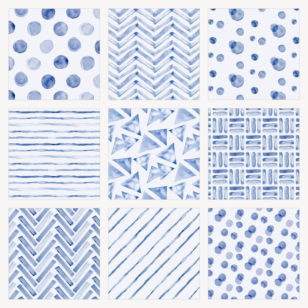 Blue geometric pattern, aesthetic watercolor | Premium PSD - rawpixel