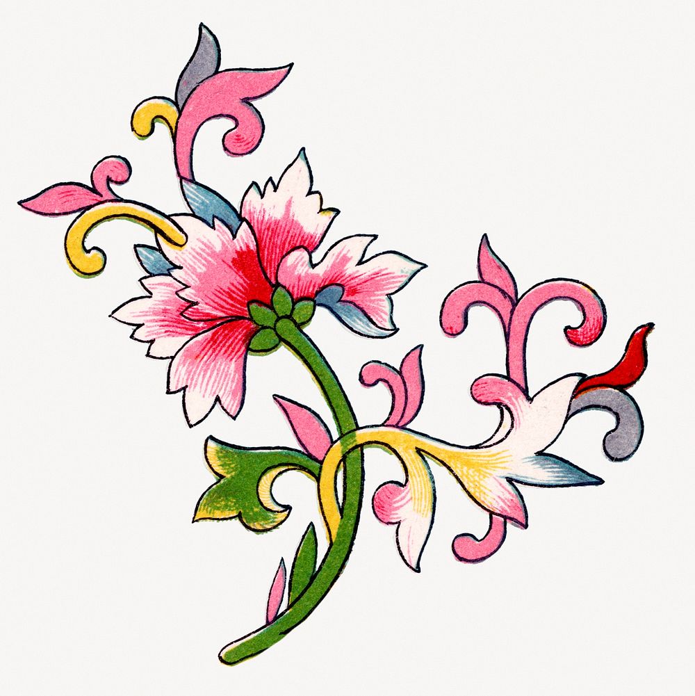 Flower graphic, vintage Chinese illustration | Premium PSD Illustration ...